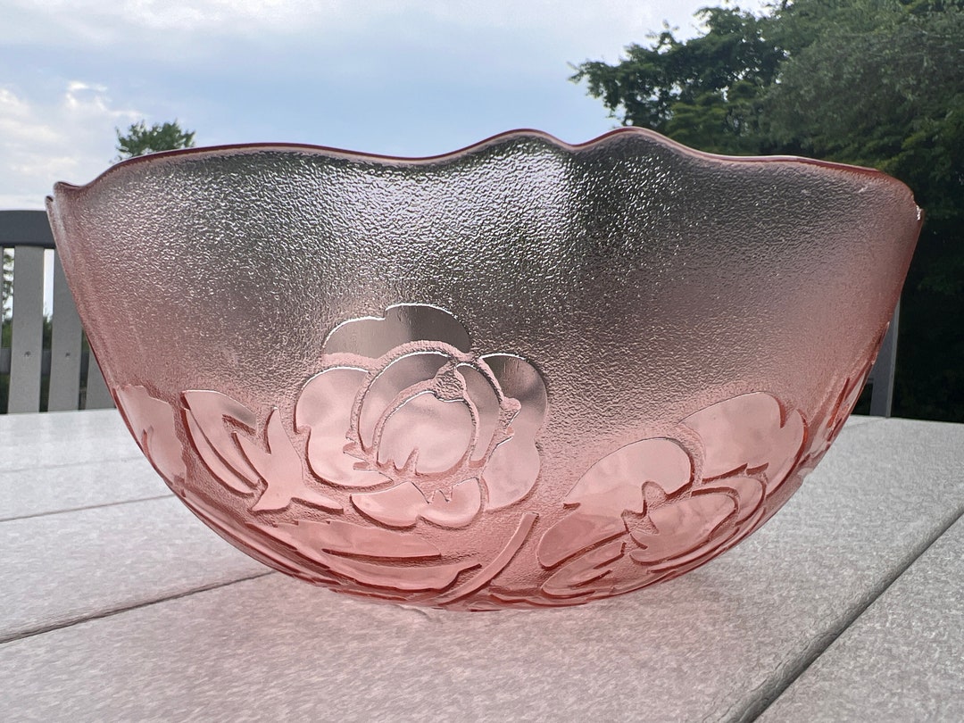 Large Pink Glass Bowl - Etsy