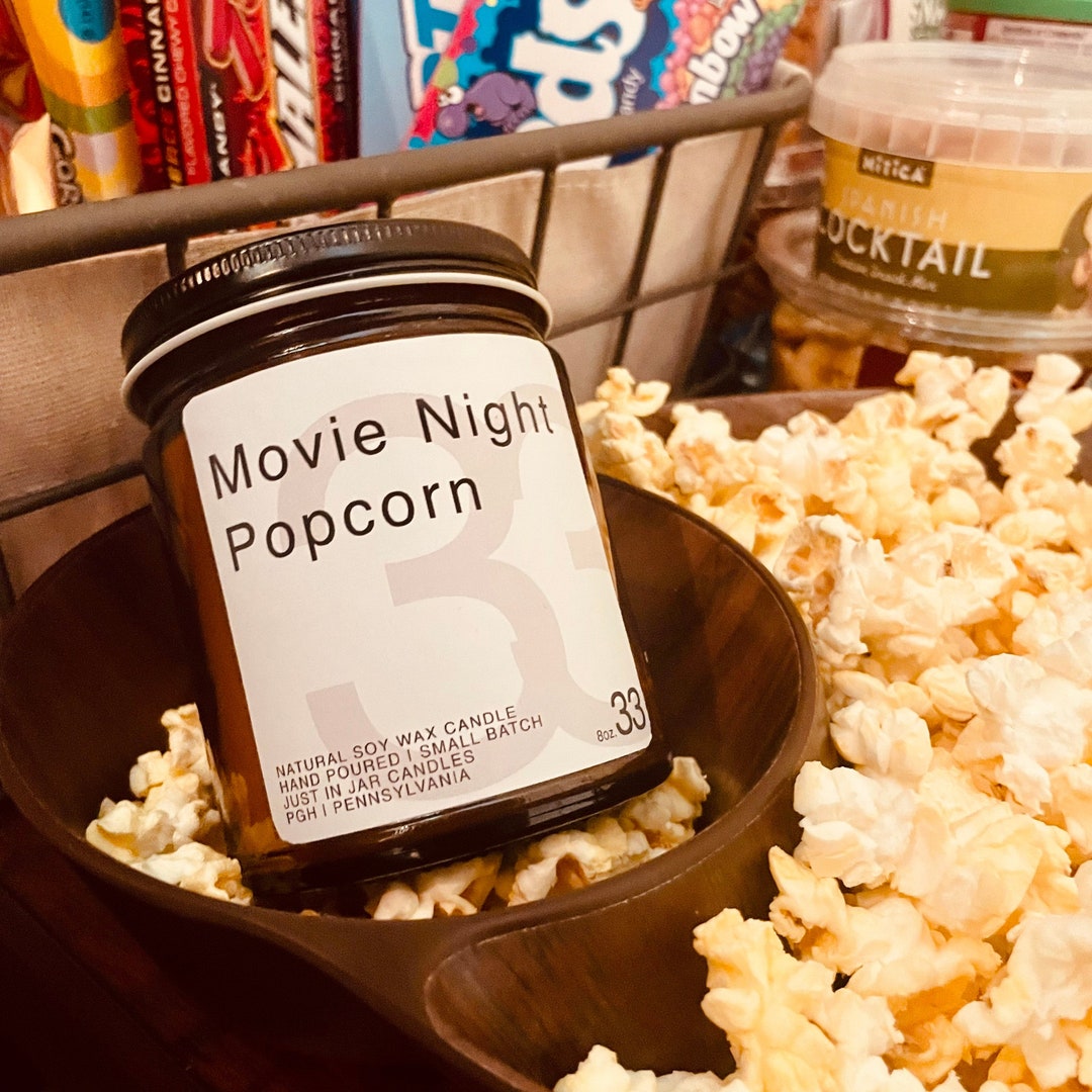 Popcorn Soy Candle Movie Night Popcorn 8oz Scented Soy Candle Beeswax ...