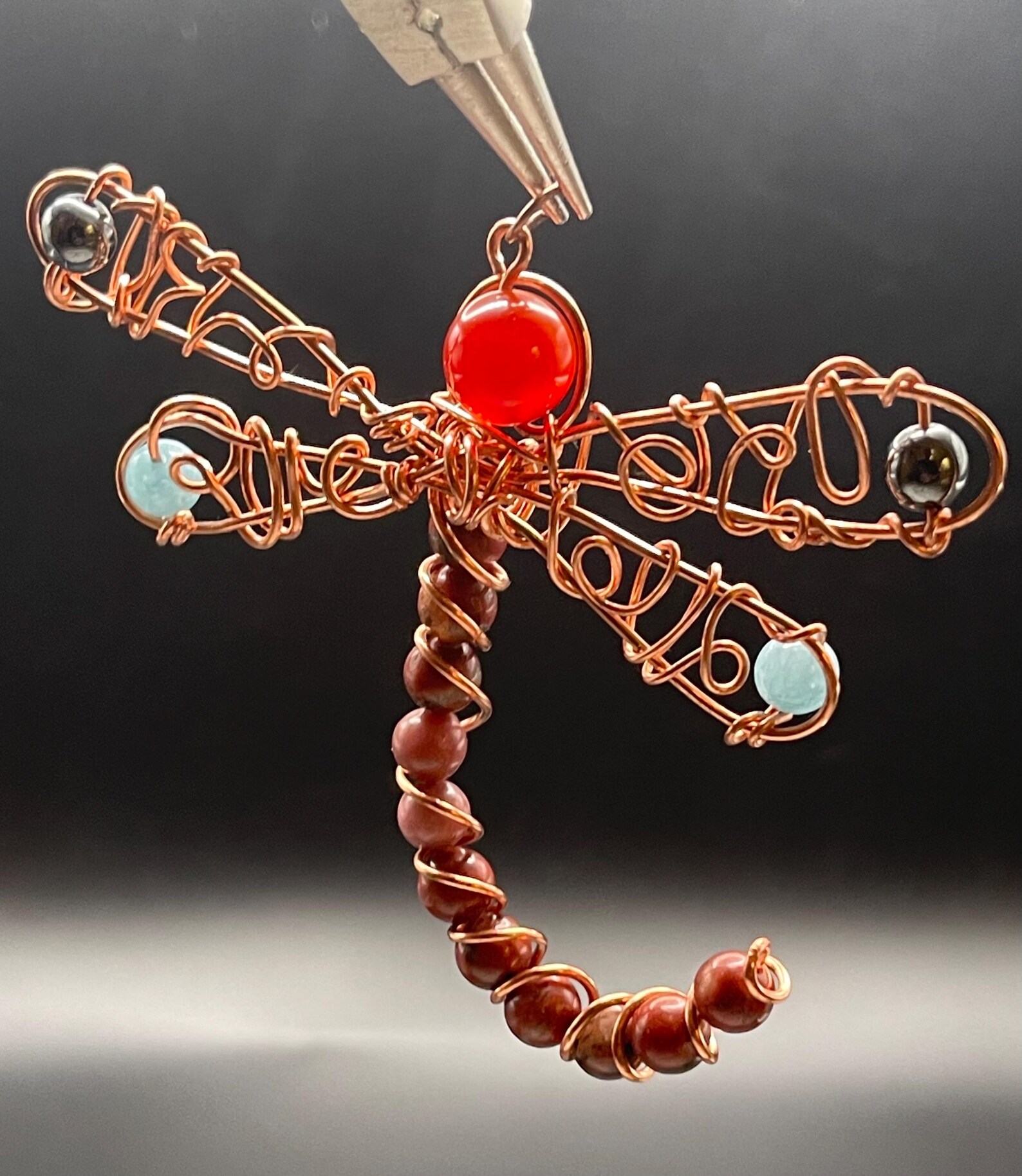 Copper Wire Wrapped Dragonfly With Gemstones - Etsy