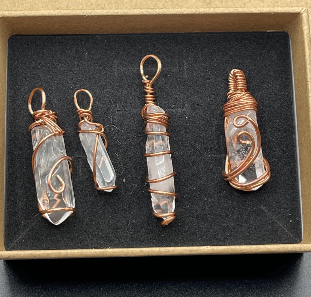 Copper Wire Wrapped Quartz Point Necklace - Etsy
