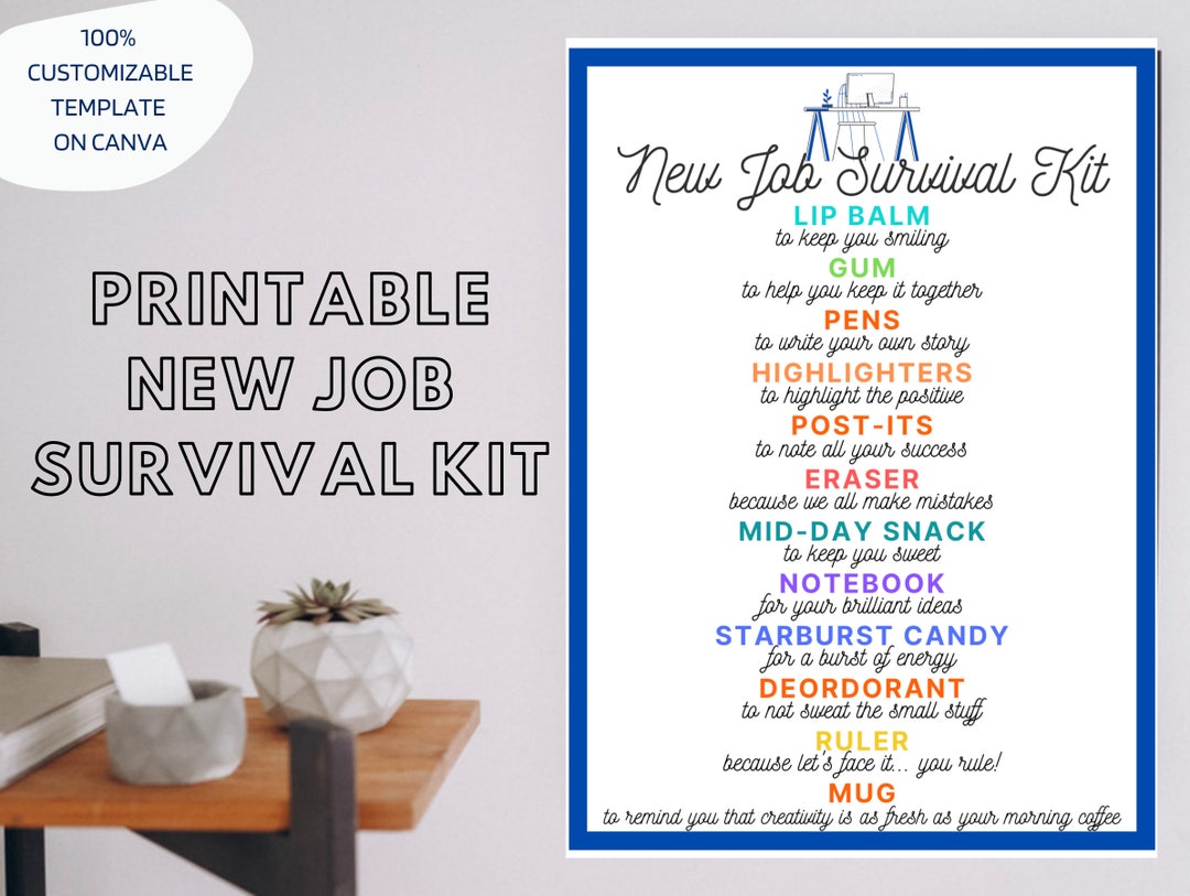 New Job Survival Kit Template & Printable, New Hire Welcome, New Job ...