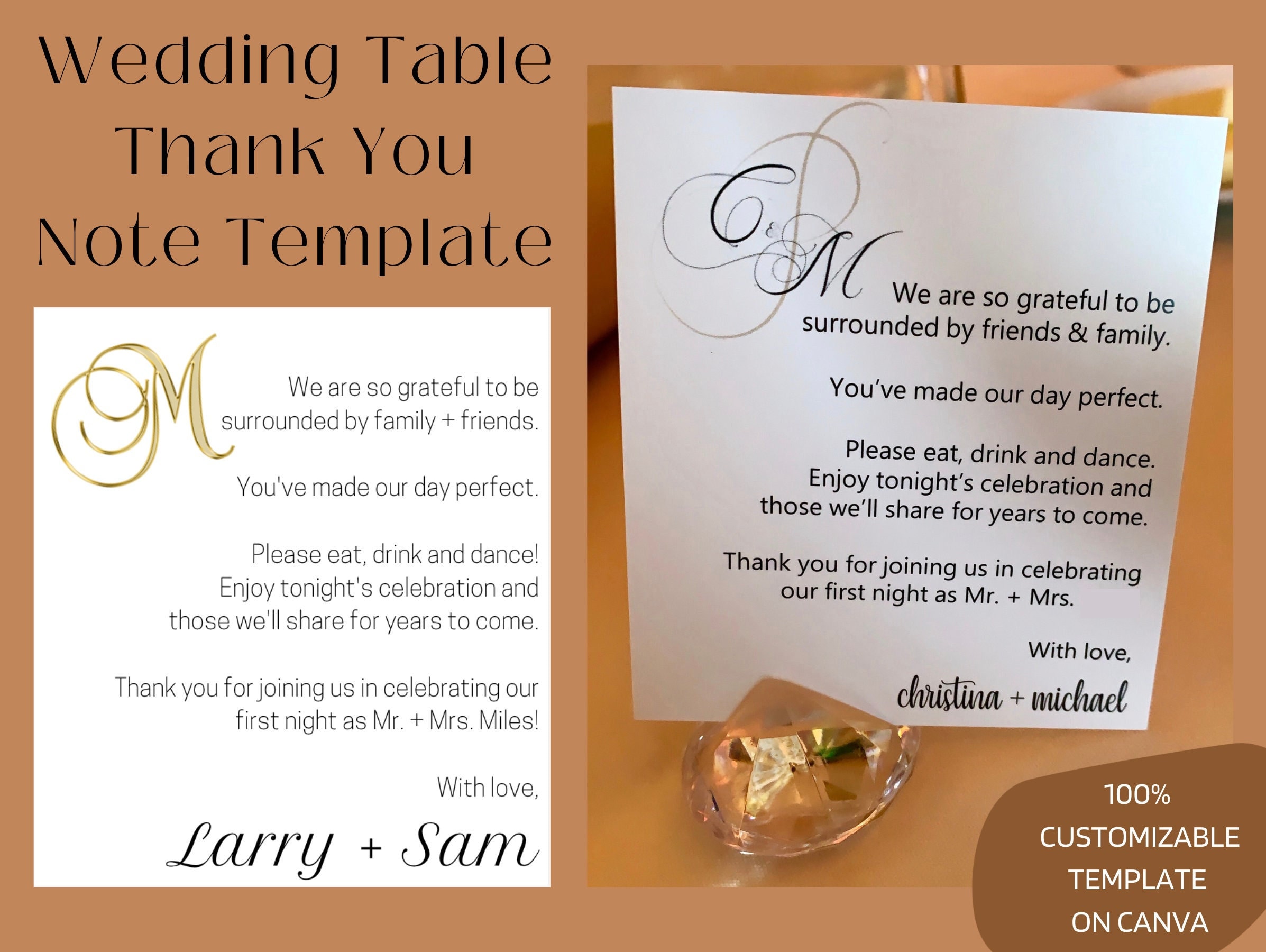 Wedding Table Thank You Note Template - Wedding Centerpiece, Wedding ...