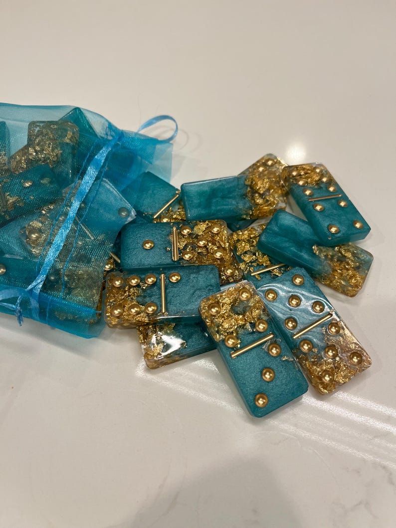 Customizable Handmade Resin Dominoes, Customized Dominoes, Gold ...