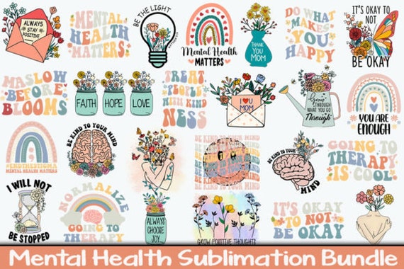 Mental Health Sublimation Bundle Graphic Designs PNG Files - Etsy