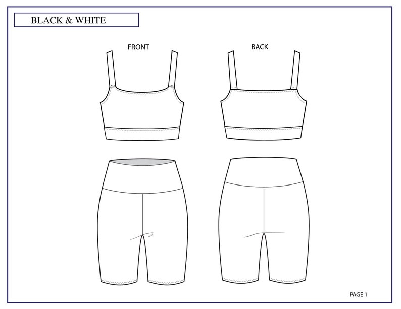 Fashion CAD Technical Flat Drawing for Activewear Bralette Set - Etsy