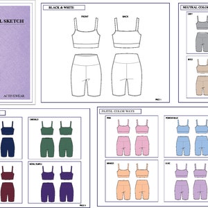 Fashion CAD Technical Flat Drawing for Activewear Bralette Set - Etsy