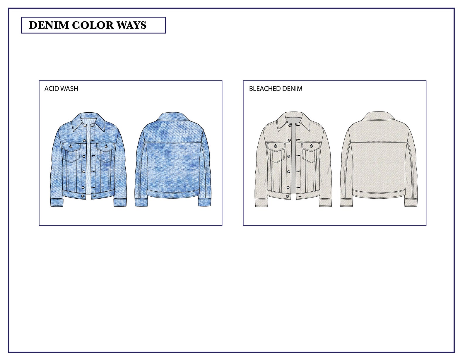 Fashion CAD Technical Flat Drawing of Unisex Denim Jacket - Etsy