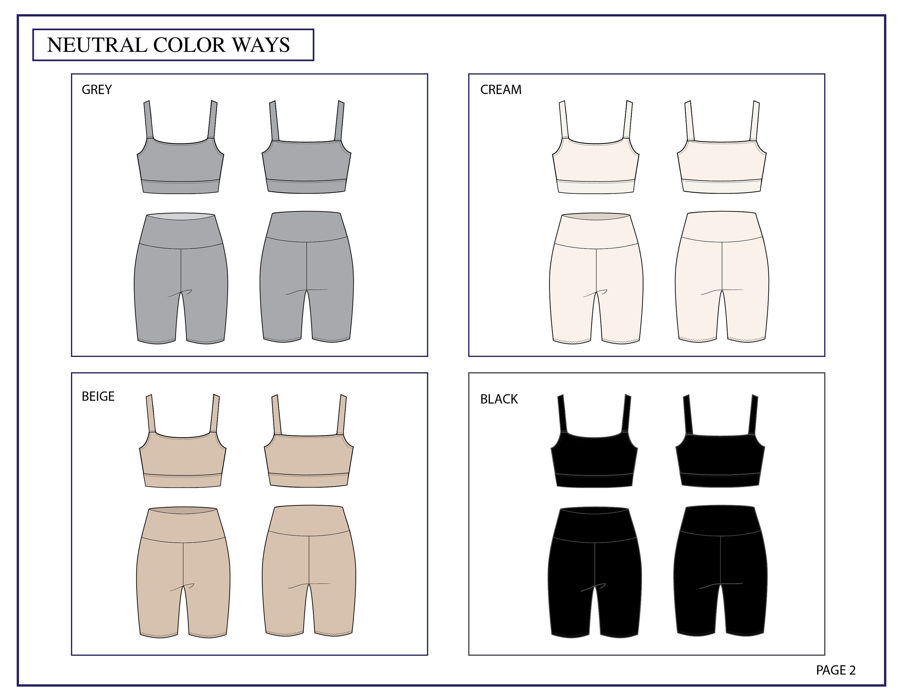 Fashion CAD Technical Flat Drawing for Activewear Bralette Set - Etsy
