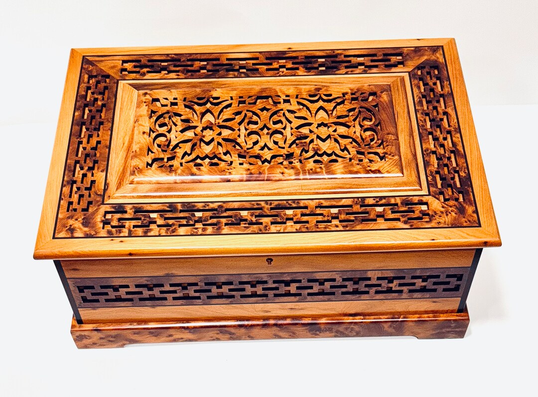 Handcarved Moroccan Wooden Box Keepsake Storage Jewelry Decorative ...
