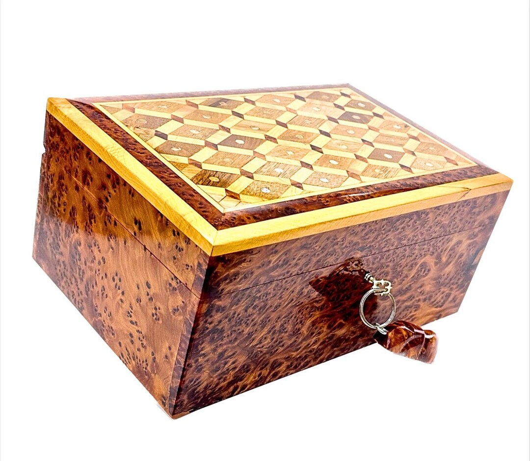 Rustic Handcarved Wooden Box With Hinged Lid Multipurpose Keepsake ...