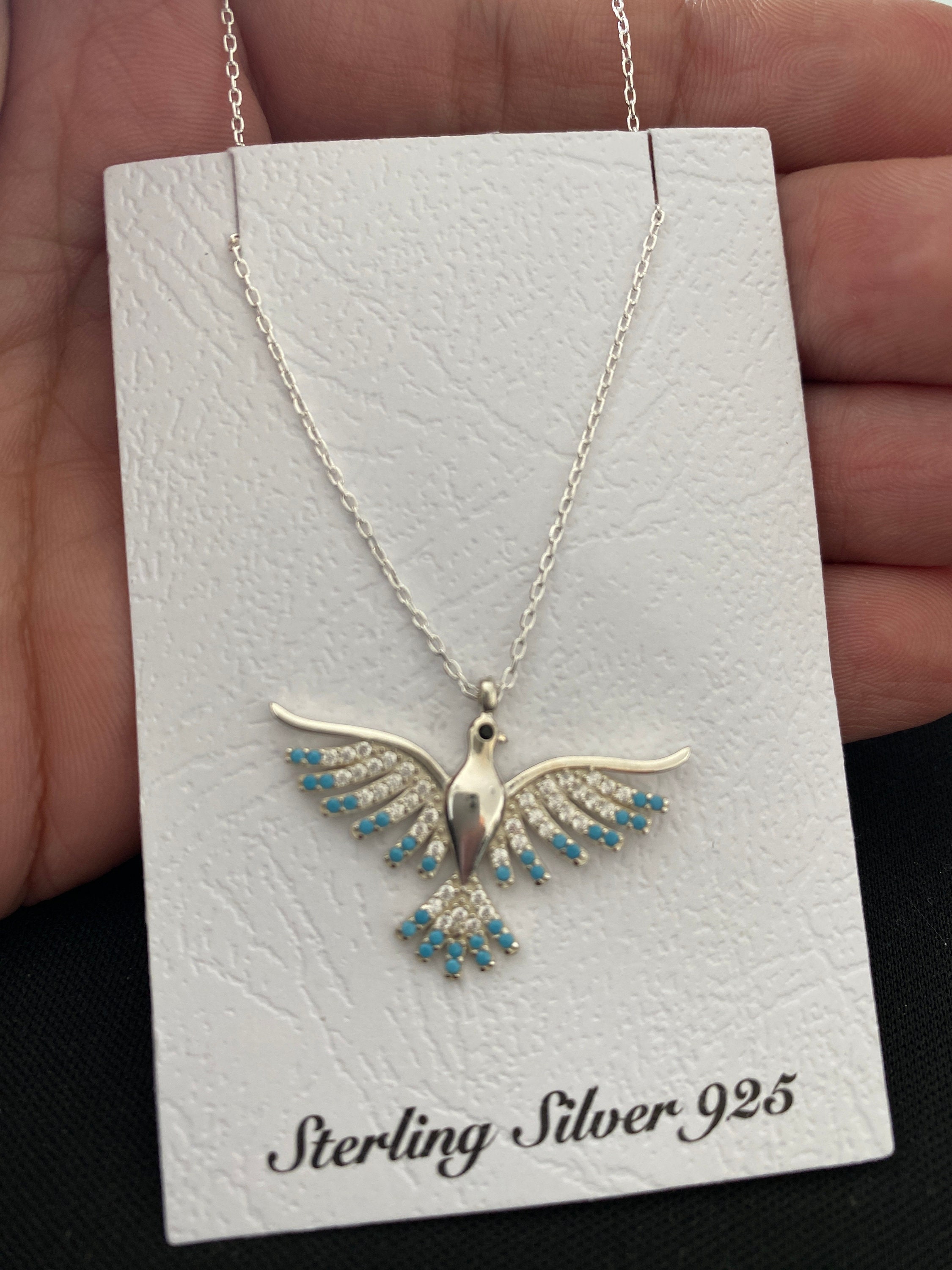Silver Blue Phoenix Necklace. Phoenix Necklace for Women. Phoenix ...