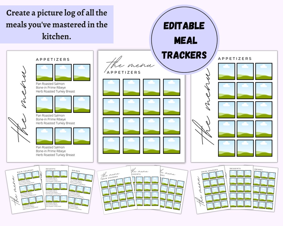 Editable Meal Tracker Meal Tracker Meal Organizer Meal - Etsy