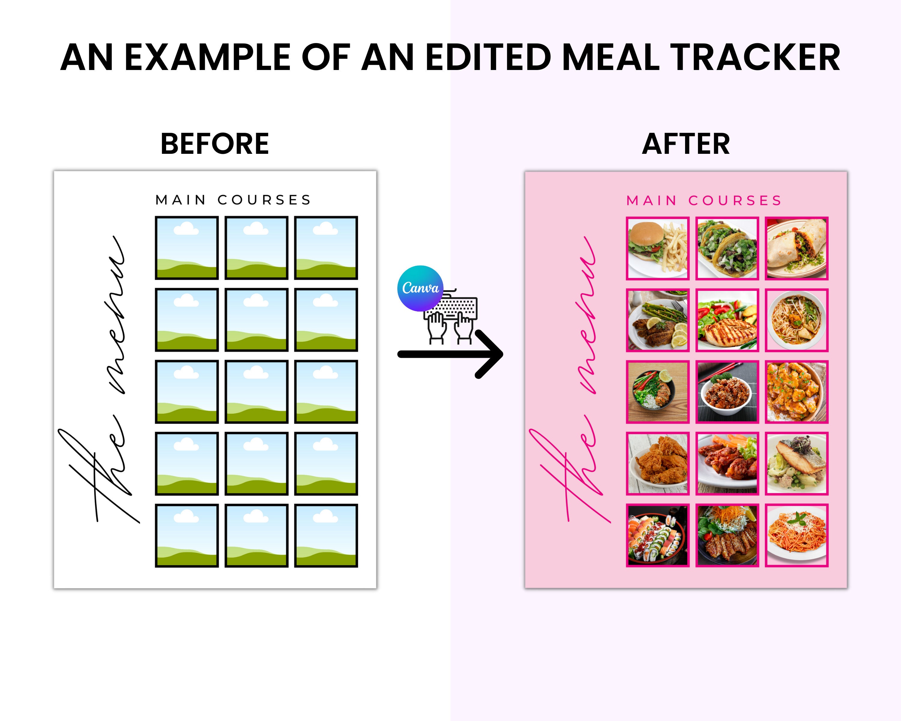 Editable Meal Tracker, Meal Tracker, Meal Organizer, Meal Planner ...