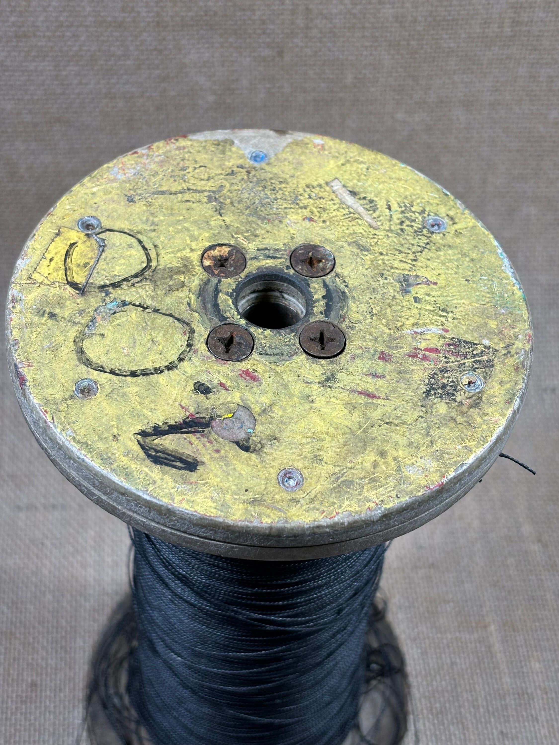 Vintage Large Wood Wooden Spool With Industrial Thread Chippy Yellow ...