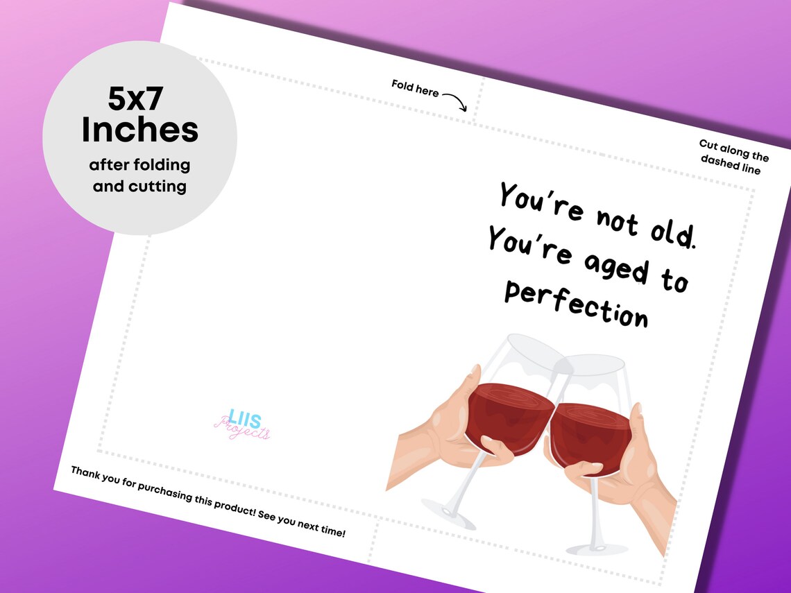 Printable Birthday Card Instant Download Funny Card Wine Birthday Card ...