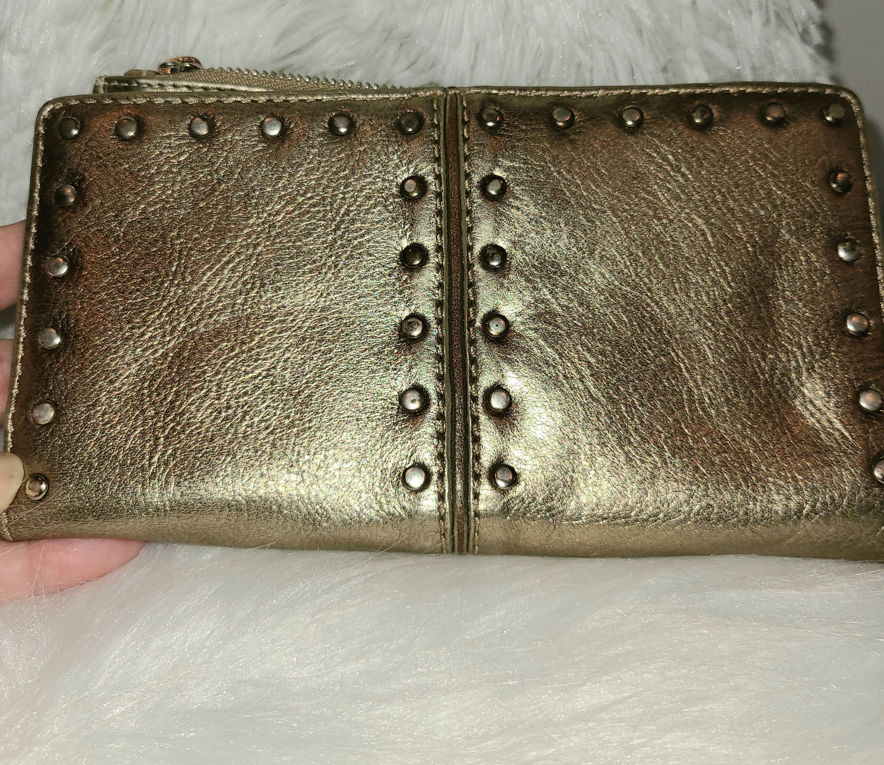 Michael Kors Gold Leather Wallet With Metal Studs or Buttons - Etsy