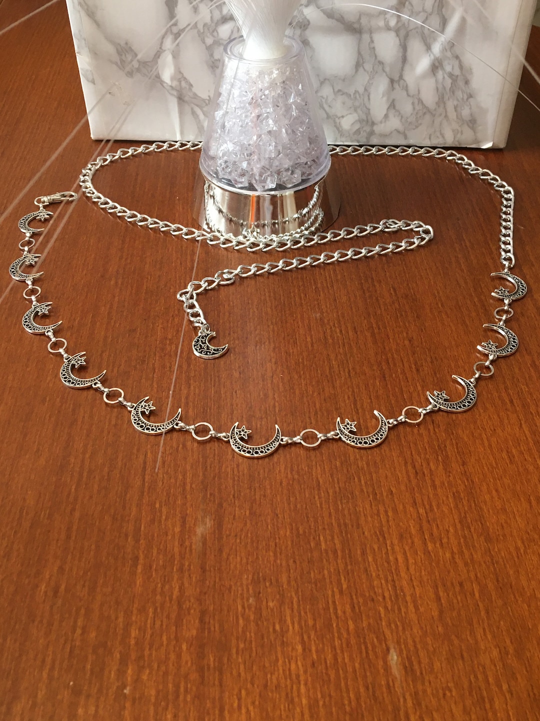 Moon Belt, Gothic Style, Moon Stars Chain Belt Silver Colour, Designer ...