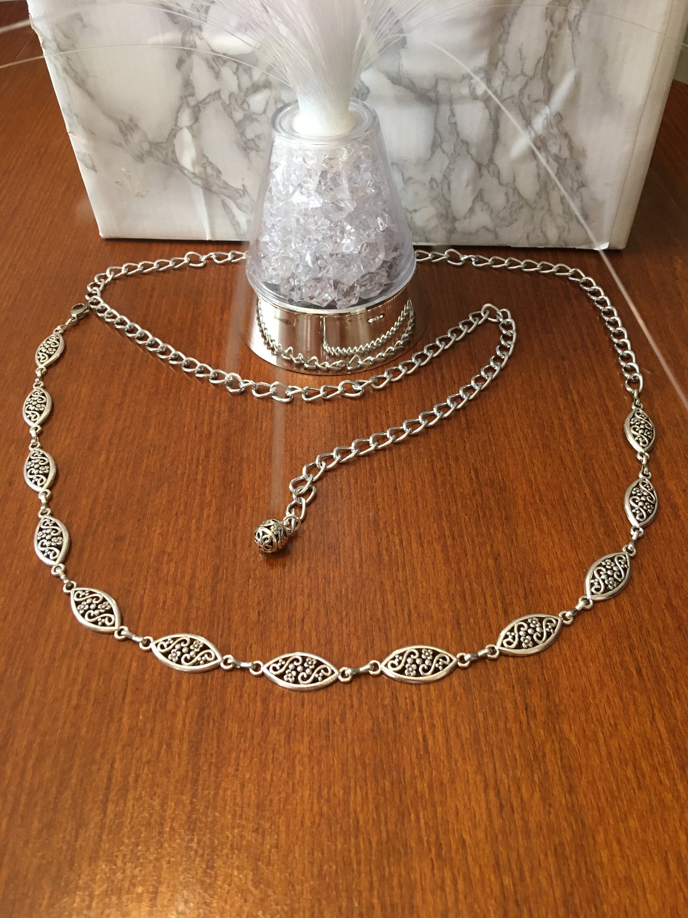 Antique Silver Colour Waist Metal Belt, Metal Chain Belt, Silver Chain ...