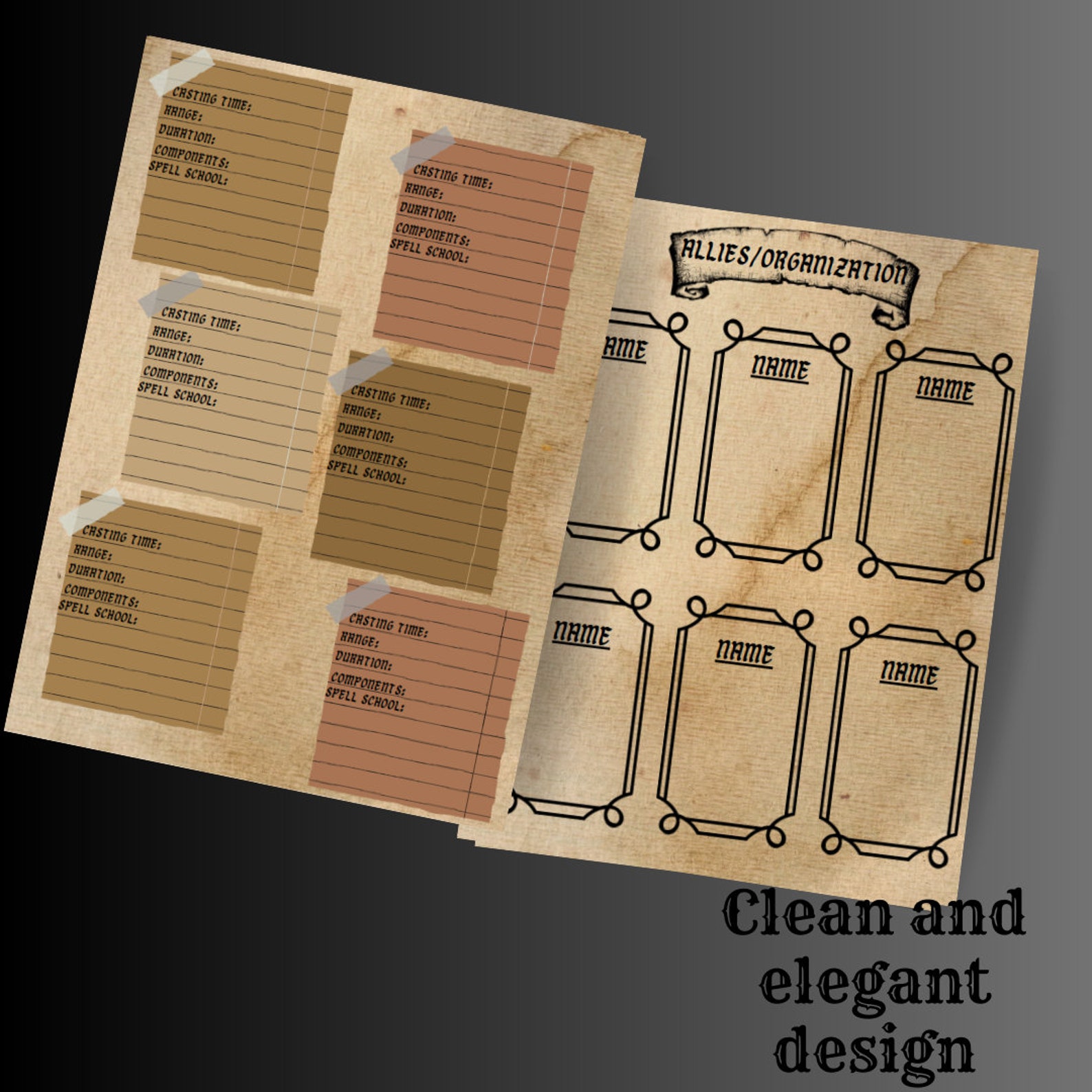Printable Dnd Character Journal, DND Character Sheet With Spell Cards ...