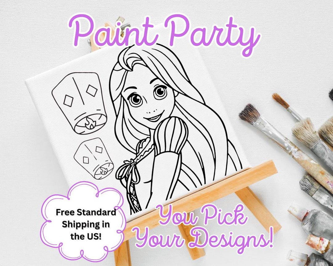 Tangled Birthday Paint Party Paint Kit Party Favors Pre-drawn Canvases ...