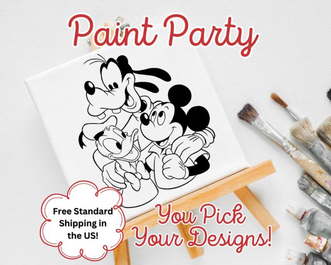 Disney Pals Paint Party Party Favors Pre-drawn Canvases - Etsy