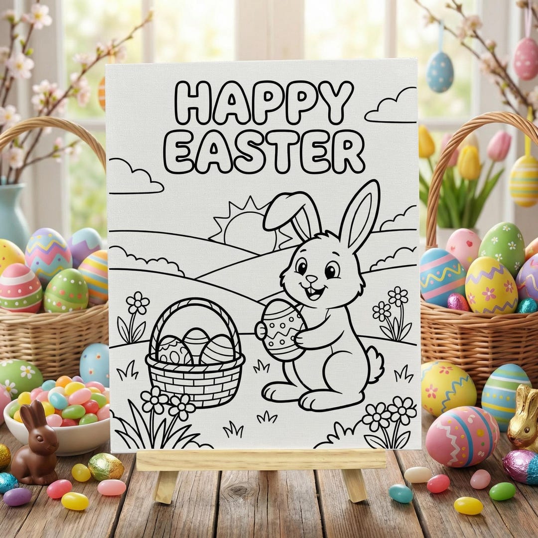 Easter Paint Kit | Pre-printed Canvases for Painting or Coloring - Etsy