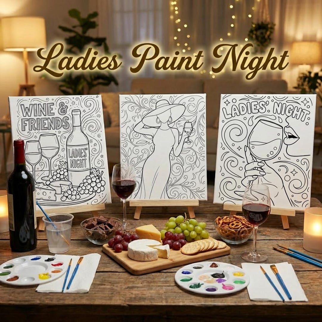 Paint Night - Ladies Night - Pre Printed Craft Kit for Adults - Etsy