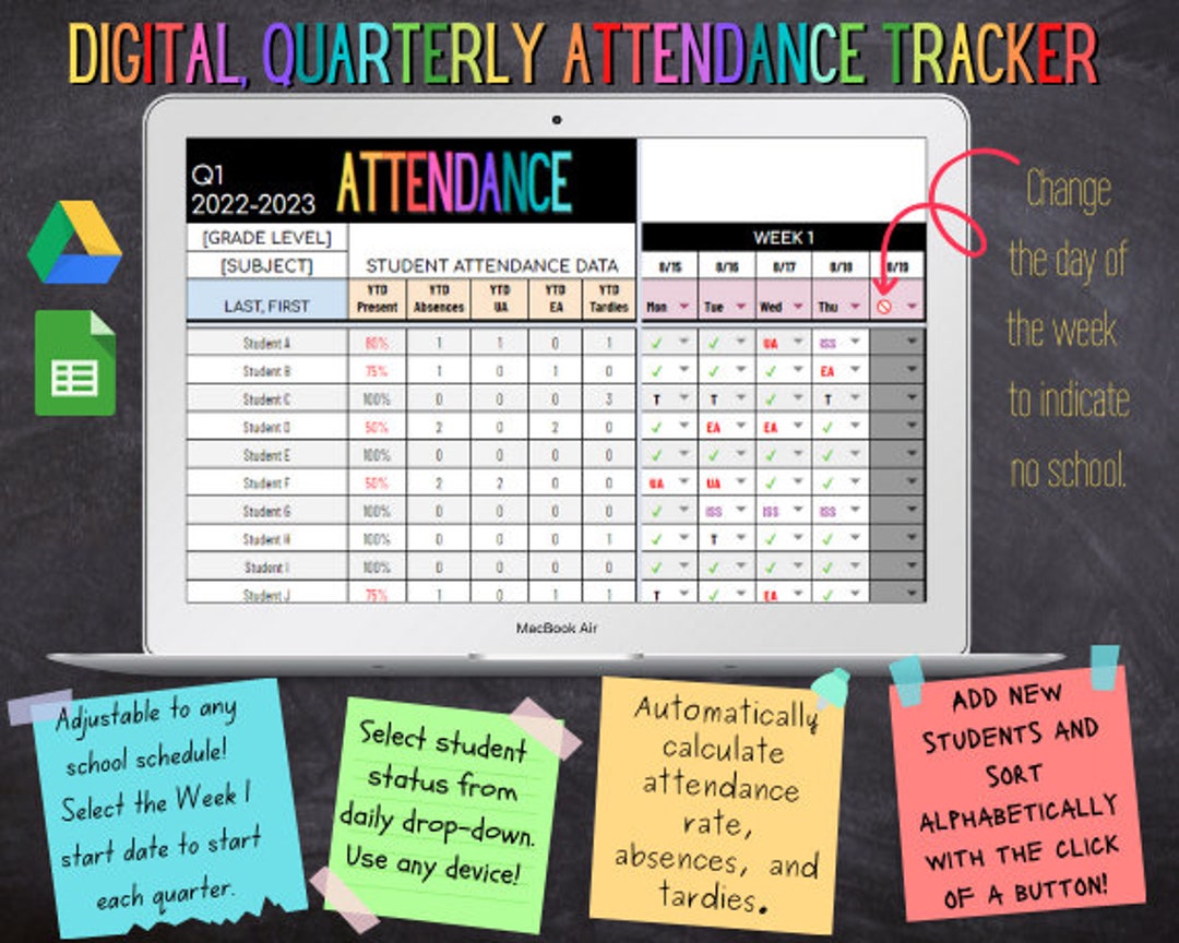 Digital Attendance Sheet Attendance Log - Etsy