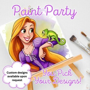 Rapunzel Birthday Paint Party | Paint Kit | Party Favors | Pre-drawn ...