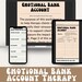 Emotional Bank Account Self Care Therapy Worksheet - Etsy