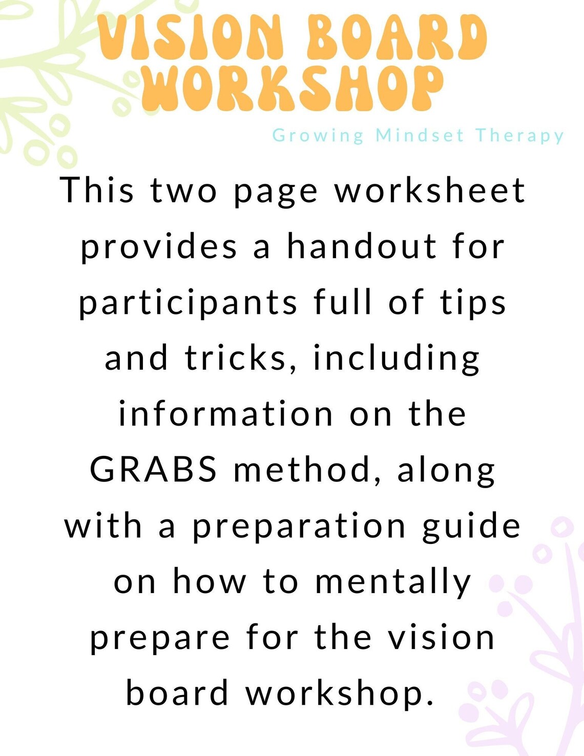 Vision Board Workshop Handout - Etsy