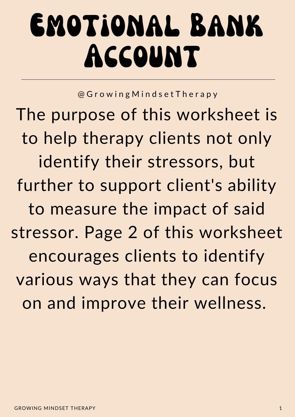 Emotional Bank Account Self Care Therapy Worksheet - Etsy