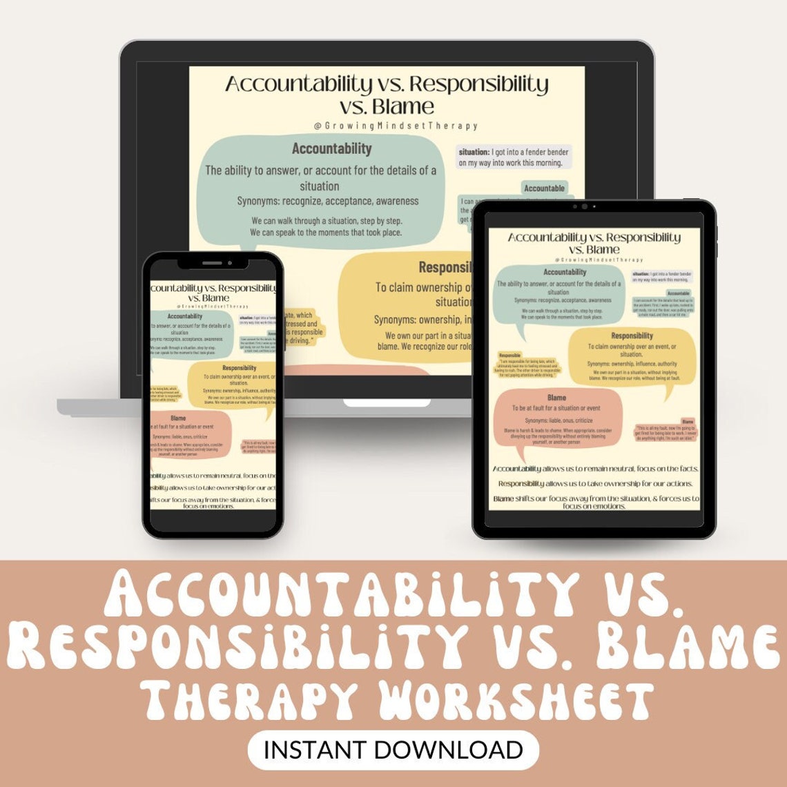 Accountability Responsibility Blame Therapy Worksheet - Etsy