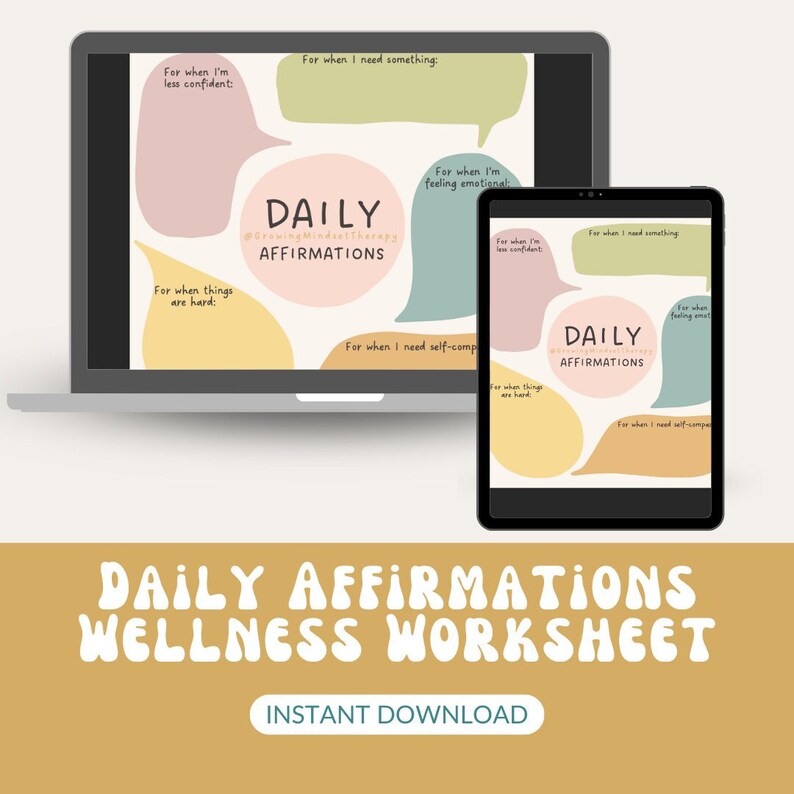 Daily Affirmations Worksheet Activity - Etsy