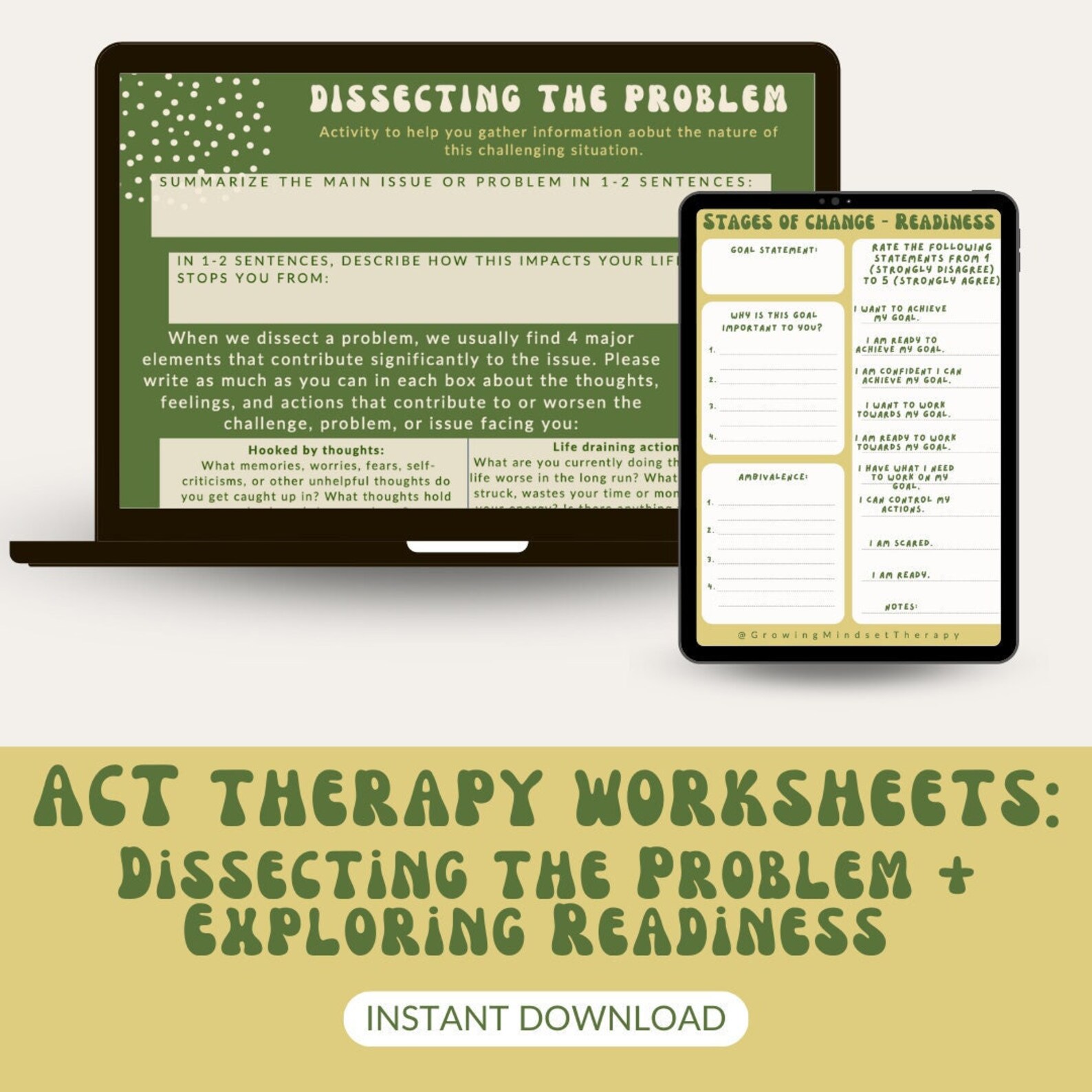 Dissecting the Problem Therapy Worksheet ACT - Etsy