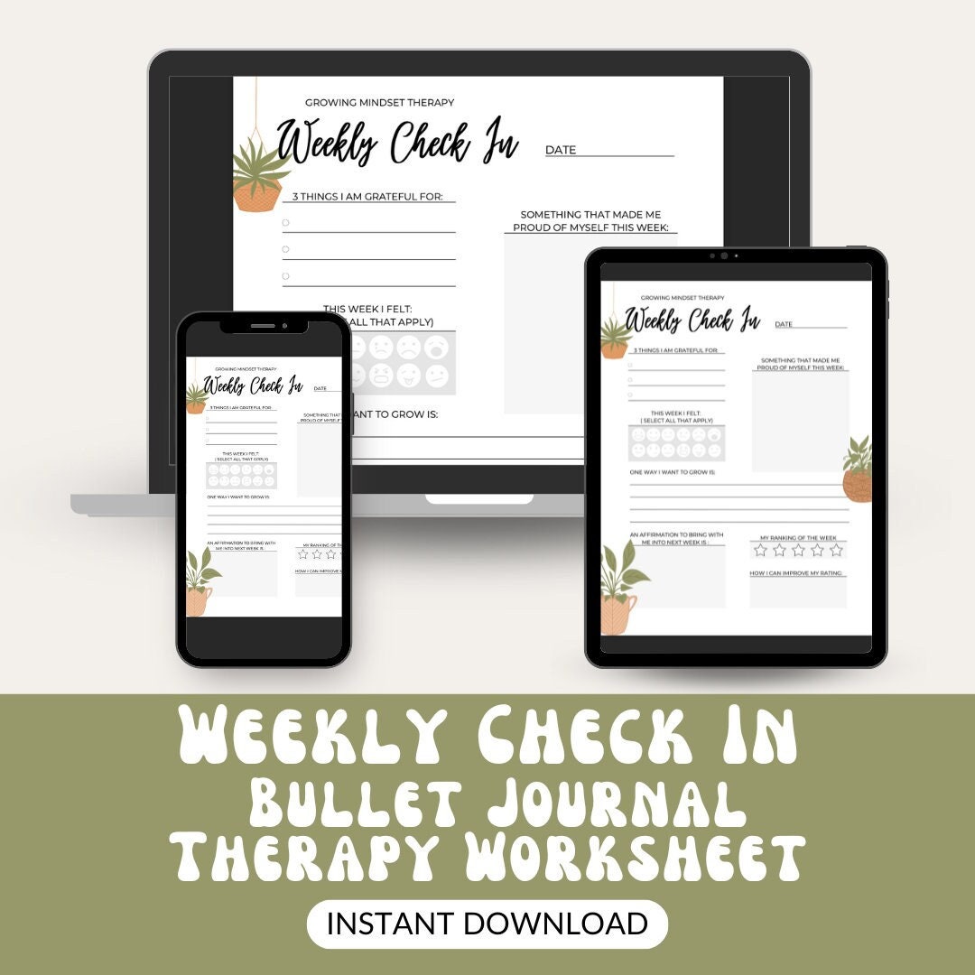 Weekly Journaling Prompt Therapy Check In - Etsy
