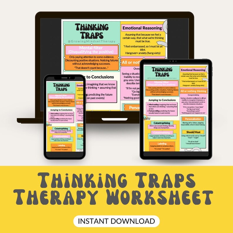 Thinking Traps/cognitive Distortions Therapy Worksheet - Etsy