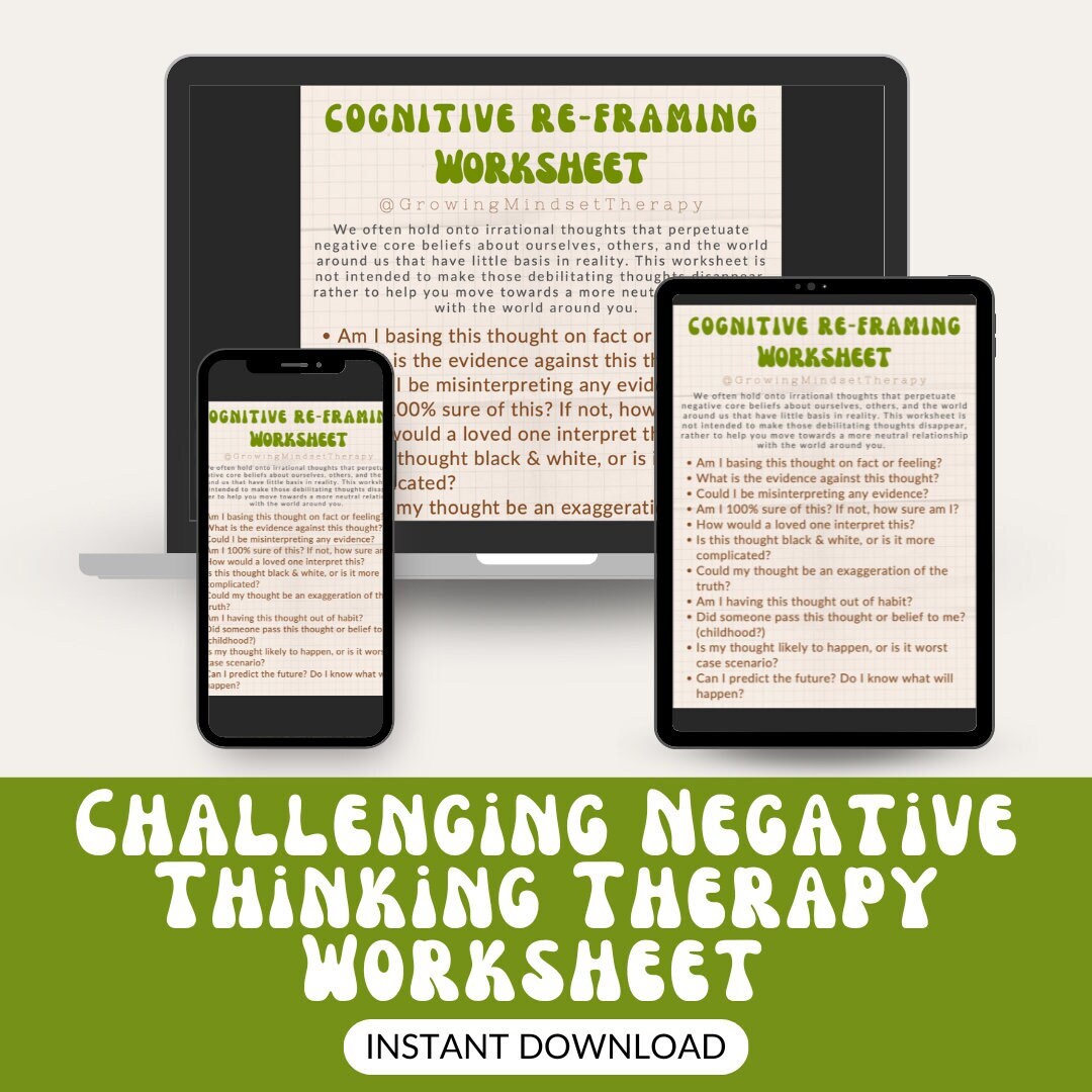 Cognitive Reframing Therapy Worksheet - Etsy