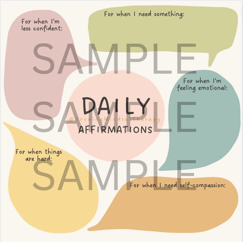 Daily Affirmations Worksheet Activity - Etsy