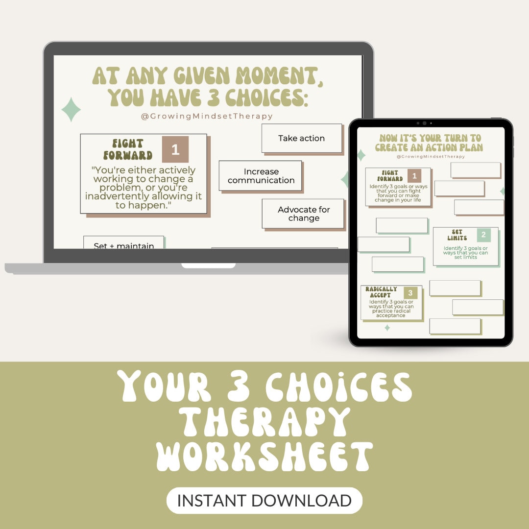 Choices Therapy Worksheet - Etsy