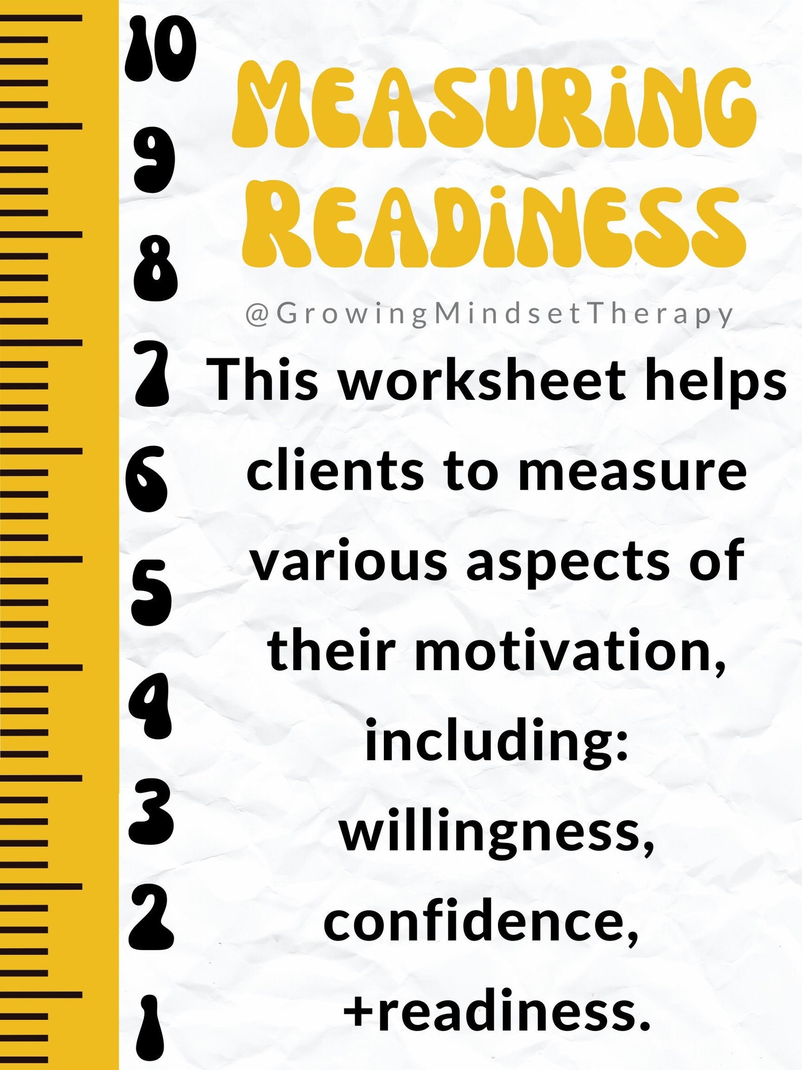 Readiness Ruler - Motivational Interviewing Therapy Worksheet - Etsy