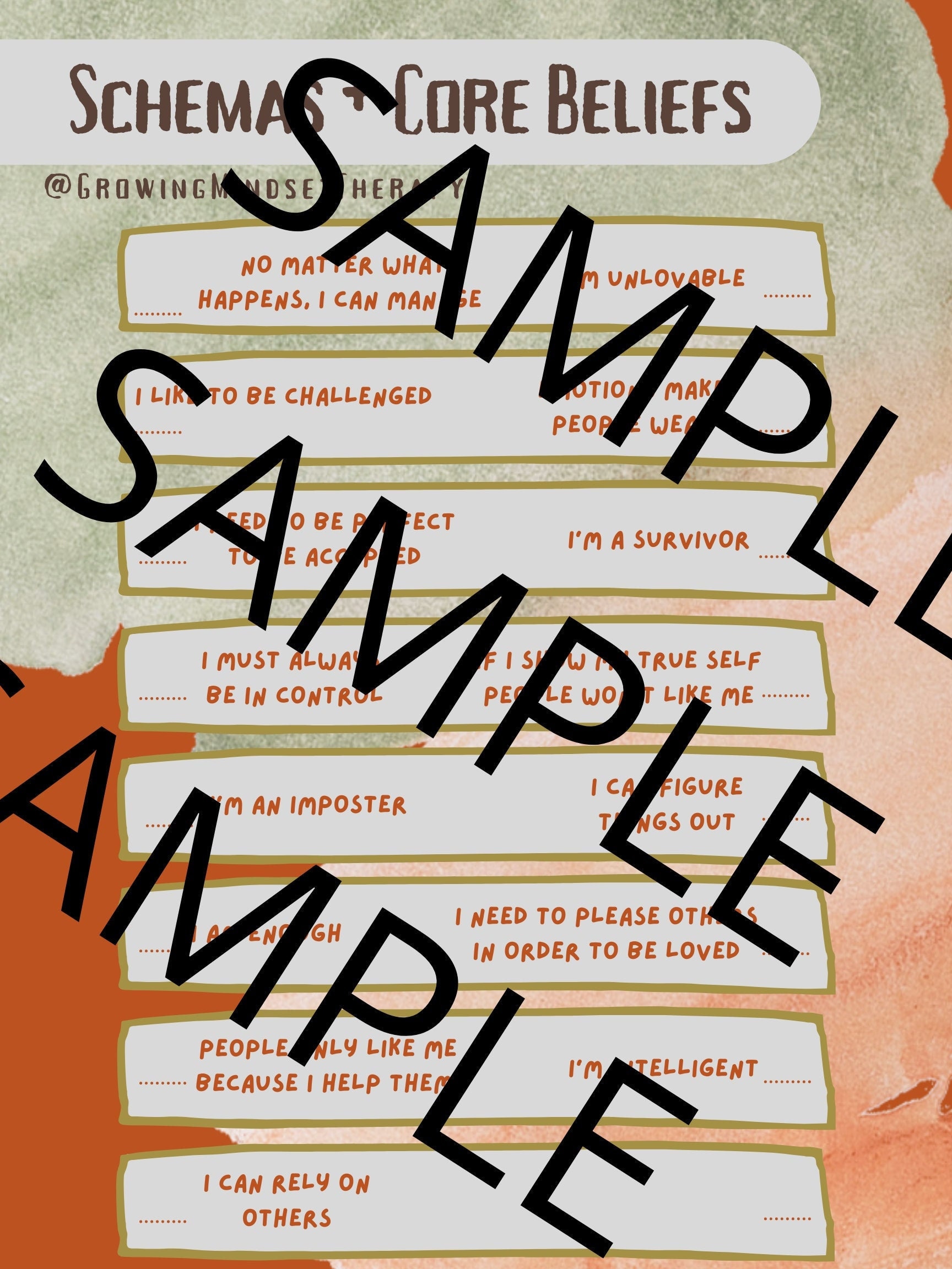 Schemas Core Beliefs Therapy Worksheet - Etsy Ireland