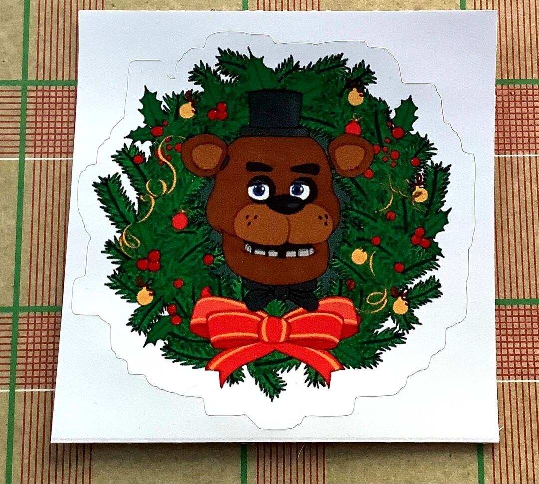 Freddy Wreath Sticker - Five Nights at Freddy's Christmas Sticker - Etsy