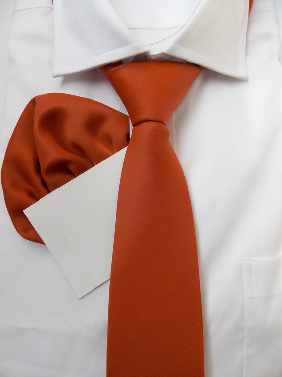 Burnt Orange Men's Tie Bowtie and Pocket Square Set for - Etsy