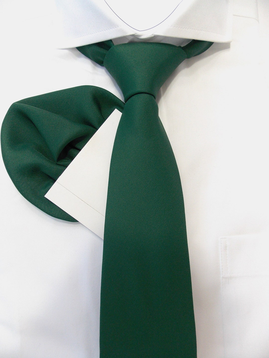 Hunter Green Satin Tie, Green Bowtie, Green Pocket Square, Green Set ...