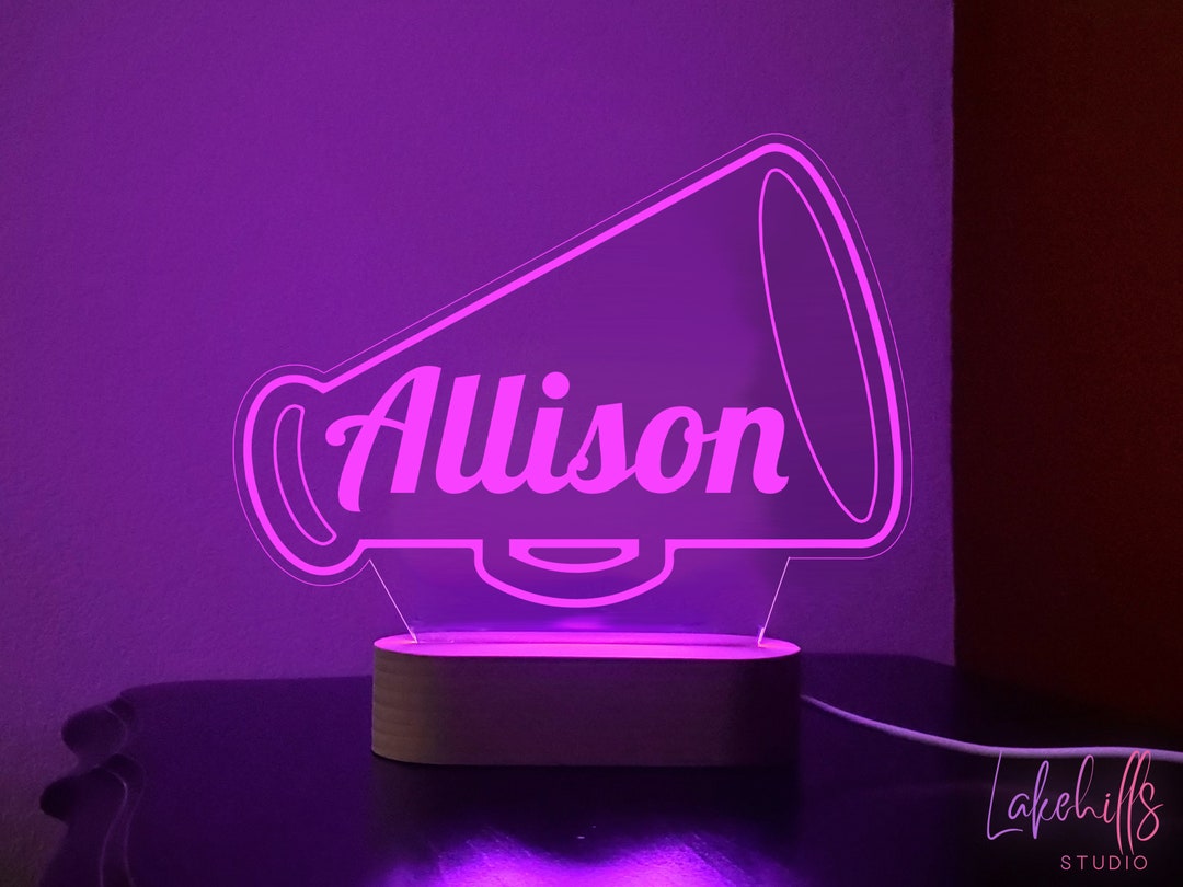 Personalized Cheer Megaphone With Name LED Sign Great for Night Lights ...