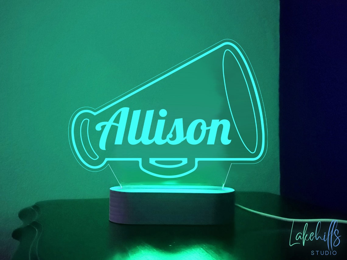 Personalized Cheer Megaphone With Name LED Sign Great for Night Lights ...