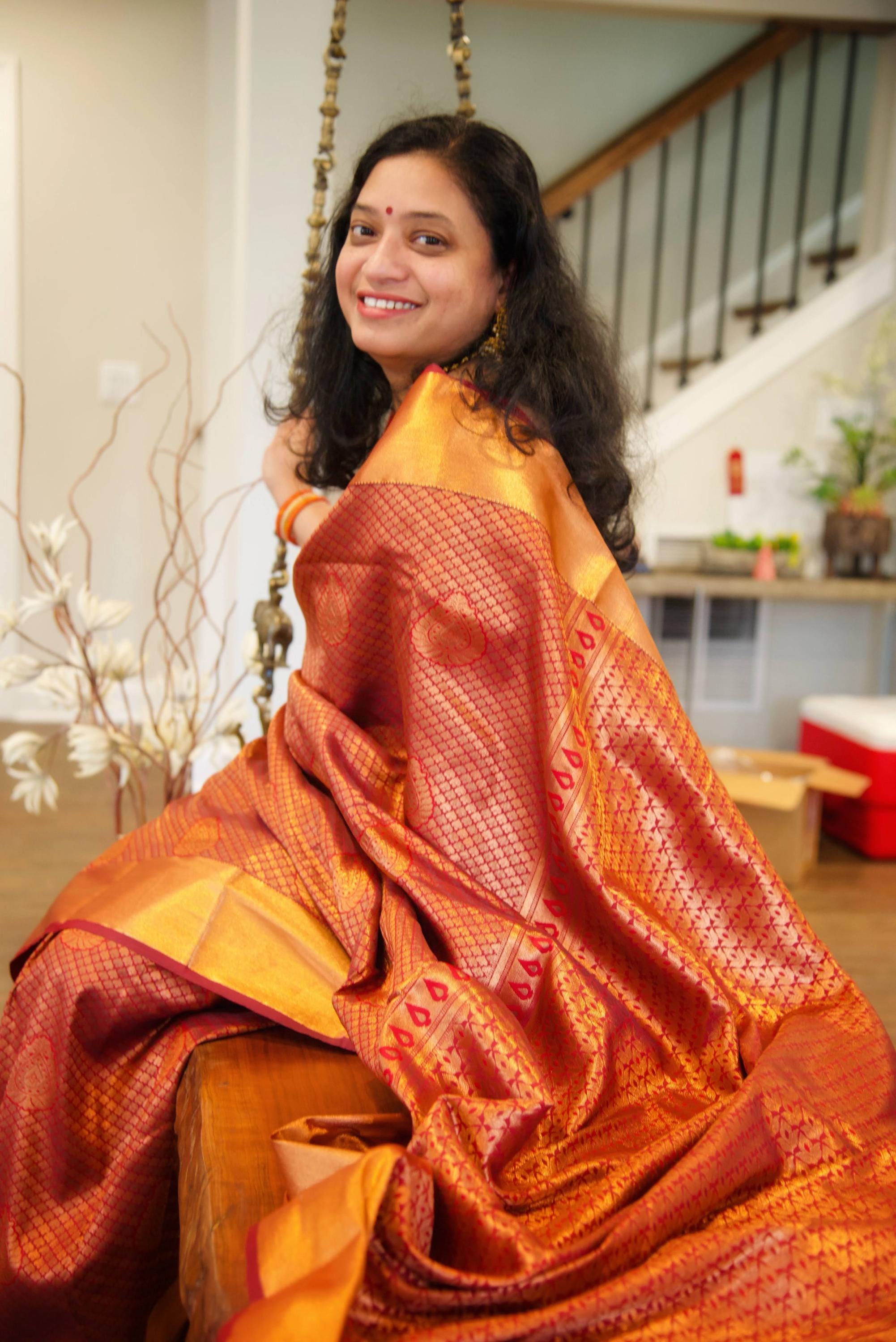 Kanchipuram Kerala Style Bridal Copper Silk Sarees - Etsy