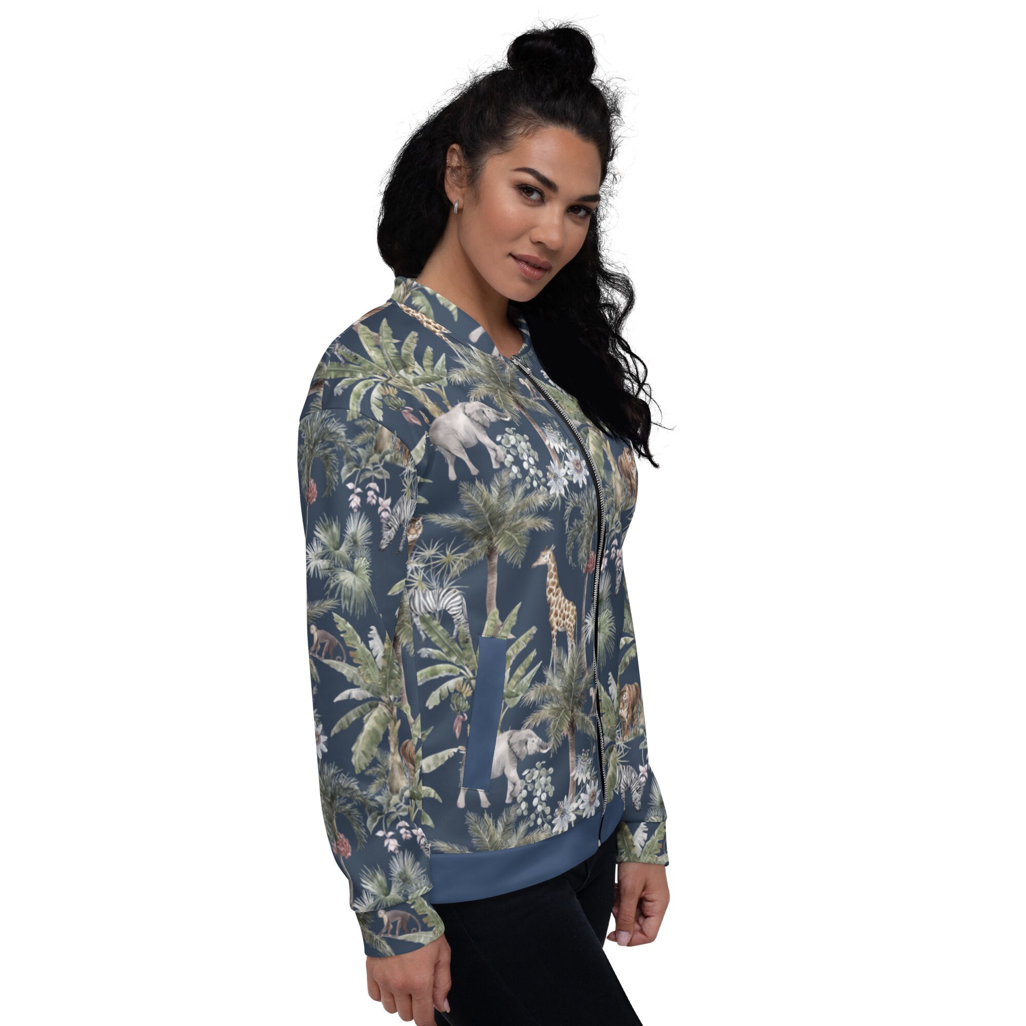 Wild Animals Elephant Giraffe Tiger Mens Bomber Jacket sold by ...