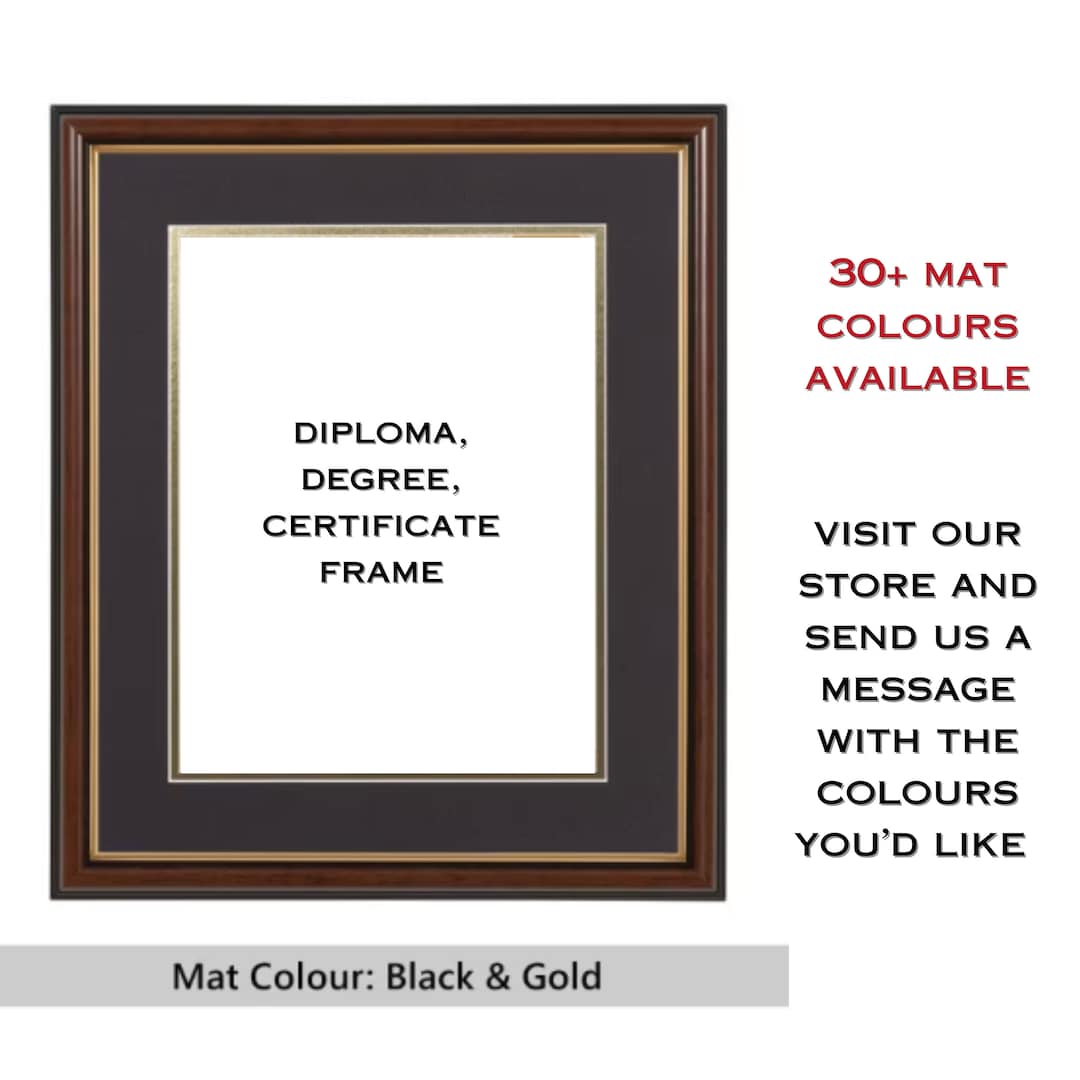 Walnut and Gold Wood University Frame for Degrees, Certificates, Photos ...